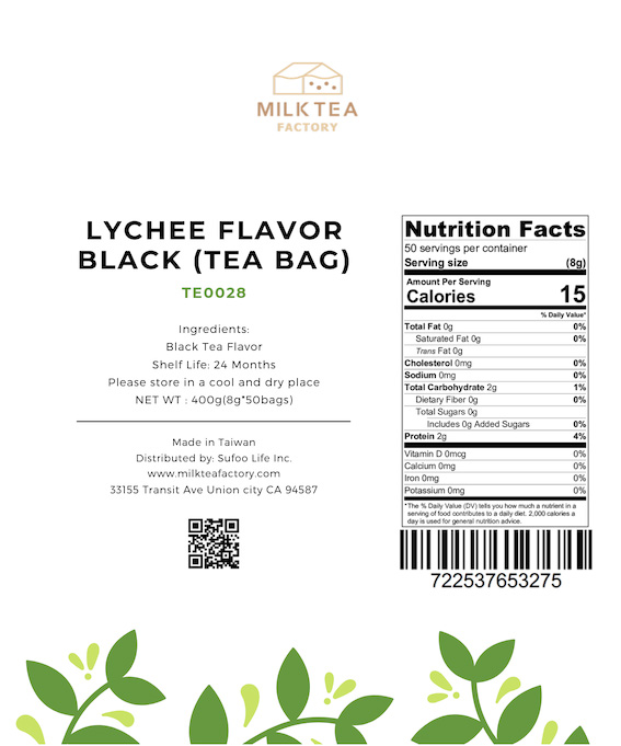 Lychee Flavored Black Tea Bag – TE0028 – MILK TEA FACTORY