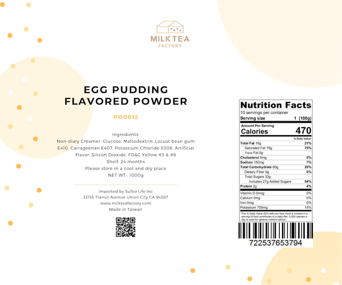 Egg Pudding Flavored Powder – PD0012 – MILK TEA FACTORY