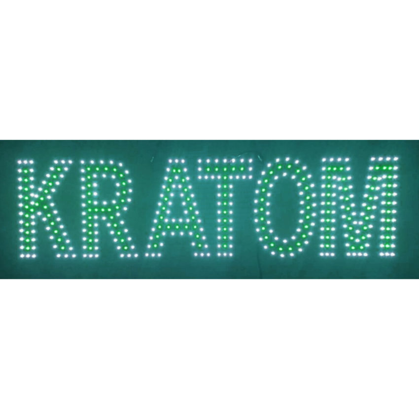 LED KRATOM WHITE & GREEN SIGN 5 MIX (34 X9 INCH)