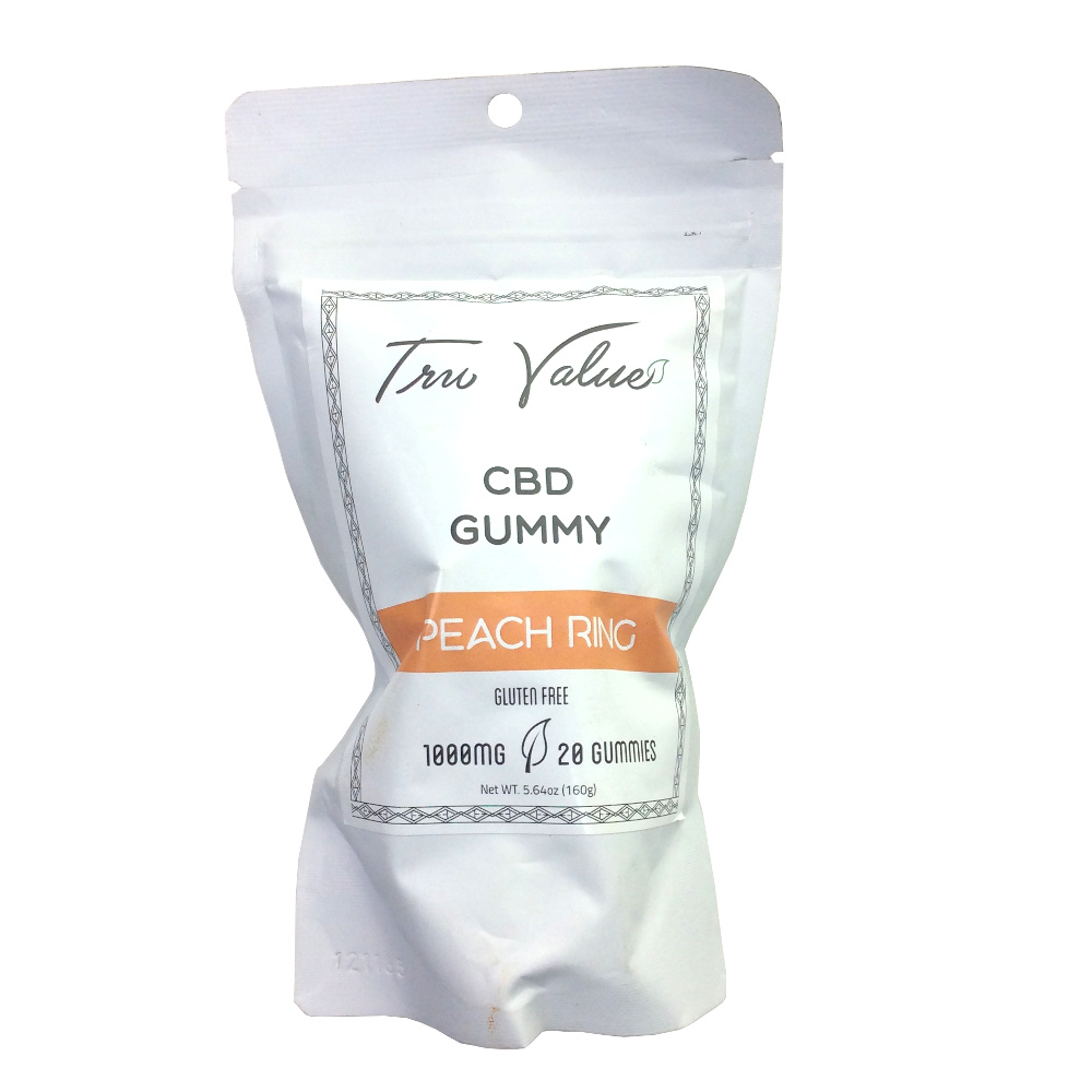 CBD TRU PEACH RING GUMMIES (1000/20CT)
