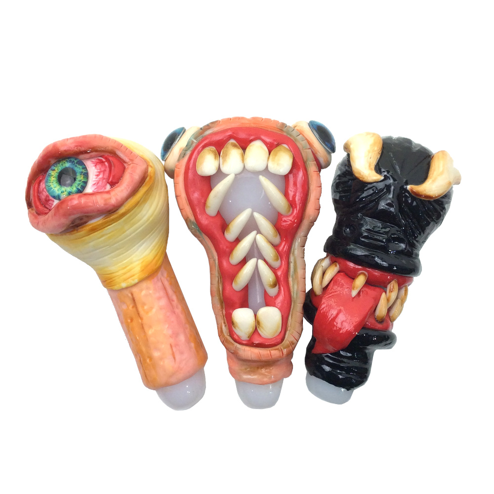 5 INCH 3D MONSTERS ASSORTED DESIGNS HAND PIPE