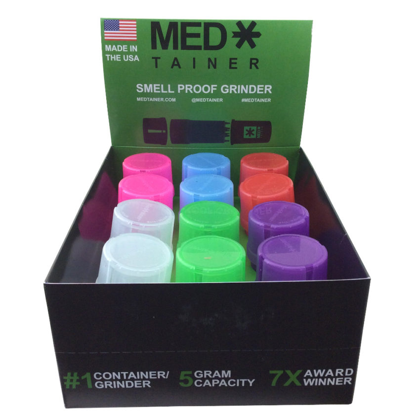 MEDTAINERS 20 DRAM GRINDER/CONTAINER TRANSLUCENT COLORS