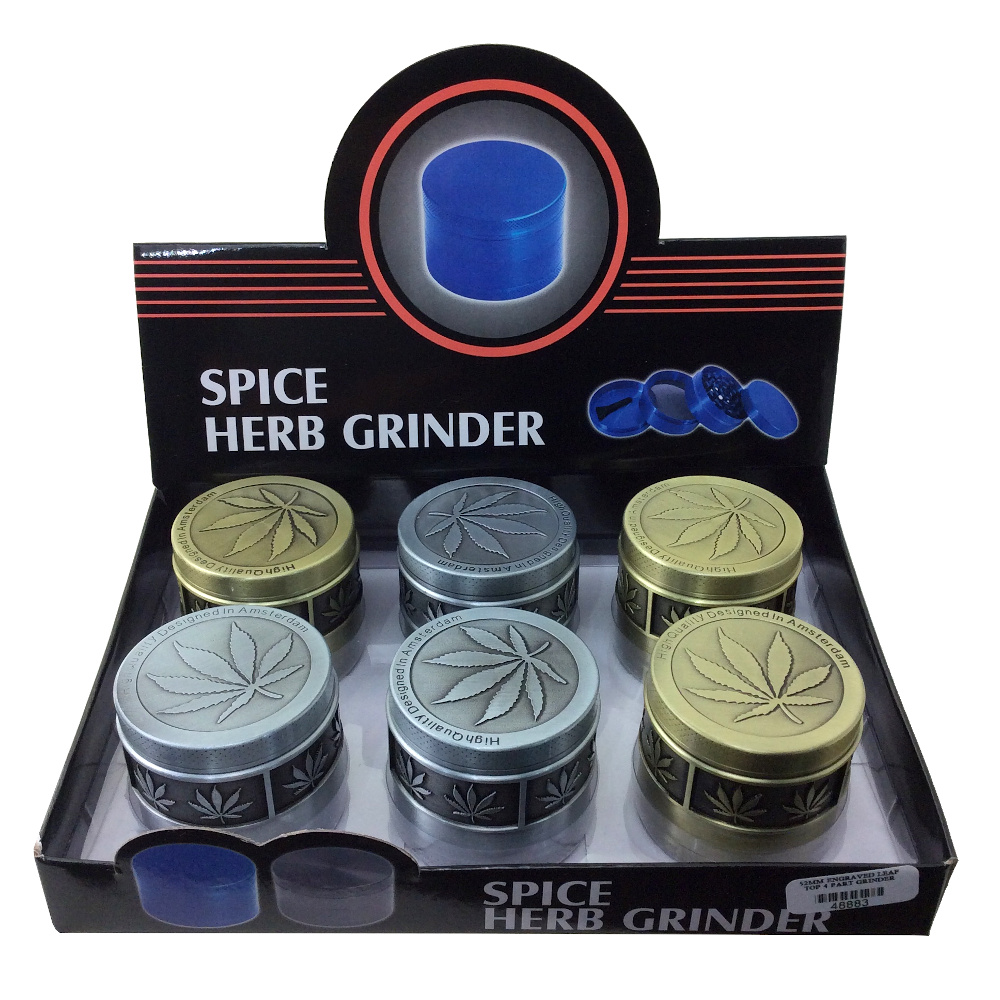 52MM ENGRAVED LEAF TOP 4 PART GRINDER
