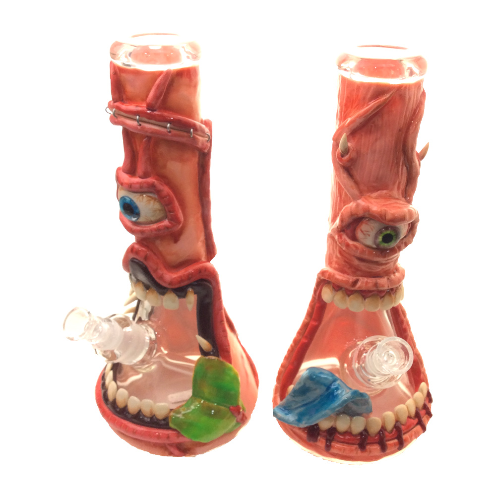 12.5 INCH 3D MONSTER EYE FLESH PINK BEAKER WATER PIPE