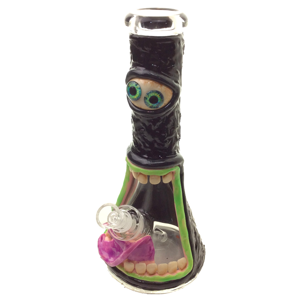 12.5 INCH 3D MONSTER EYE BLACK BEAKER WATER PIPE