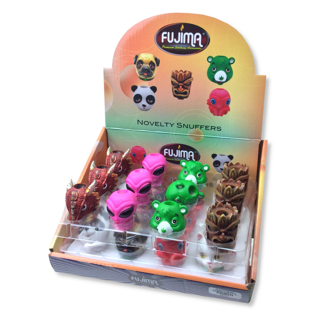 NOVELTY HEADS CIGARETTE SNUFFER ASSORTED DISPLAY (24 CT )