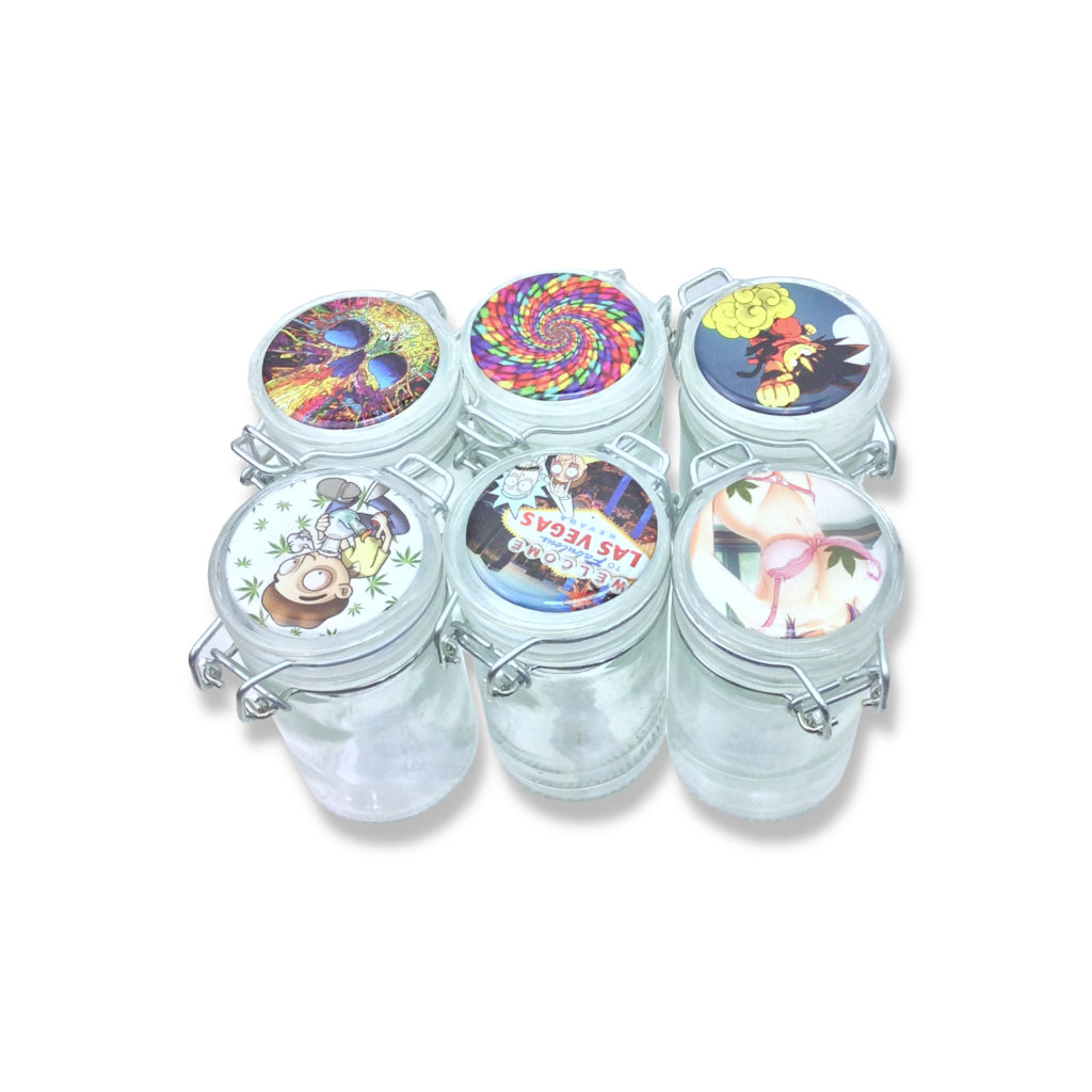 GLASS JAR HINGED LID ASSORTED DESIGN