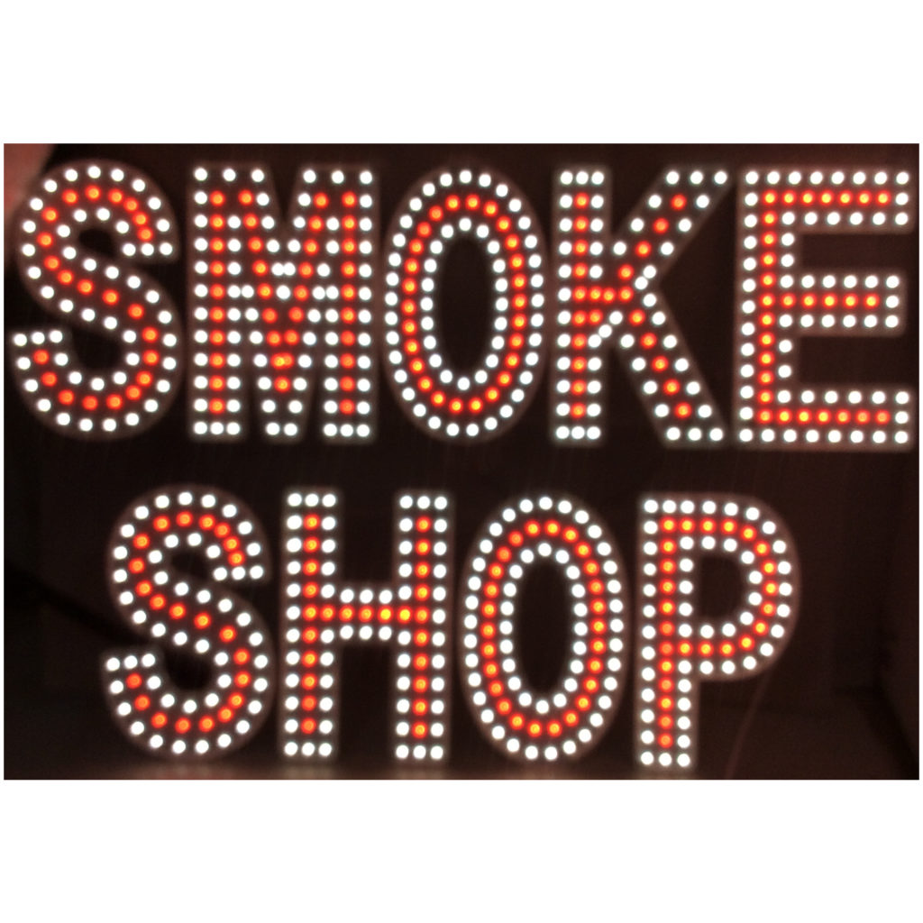 LED SMOKE SHOP SIGN VEGAS WHITE/RED (30 X20 INCH)