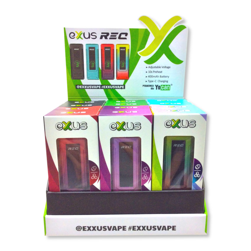 EXXUS REC CARTRIDGE VAPORIZER ASSORTED COLOR DISPLAY