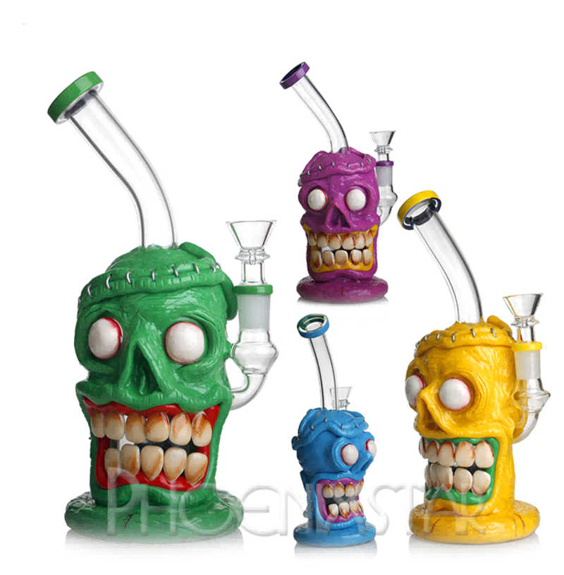 10 INCH 3D SMILING SKULL RIG WATER PIPE