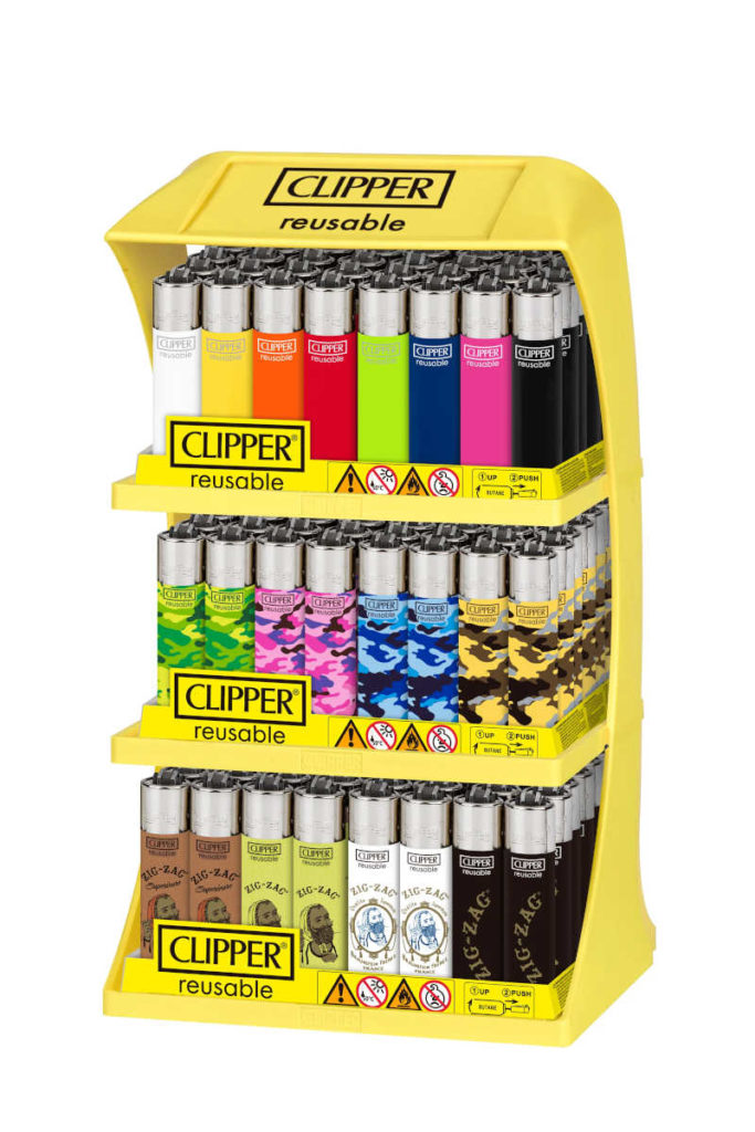 CLIPPER LIGHTERS 3-TIER DISPLAY (SOLID/CAMO/ZIGZAG) (96 CT+48)
