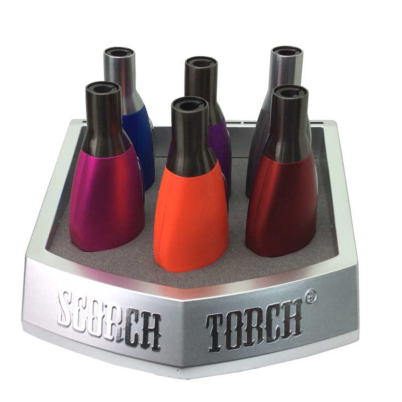 SCORCH 6PC SET STRAIGHT TORCH LIGHTER ASSORTED COLORS 61312-C