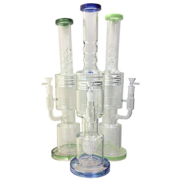 19 INCH DUAL CHAMBER FUZZ PERC WATER PIPE