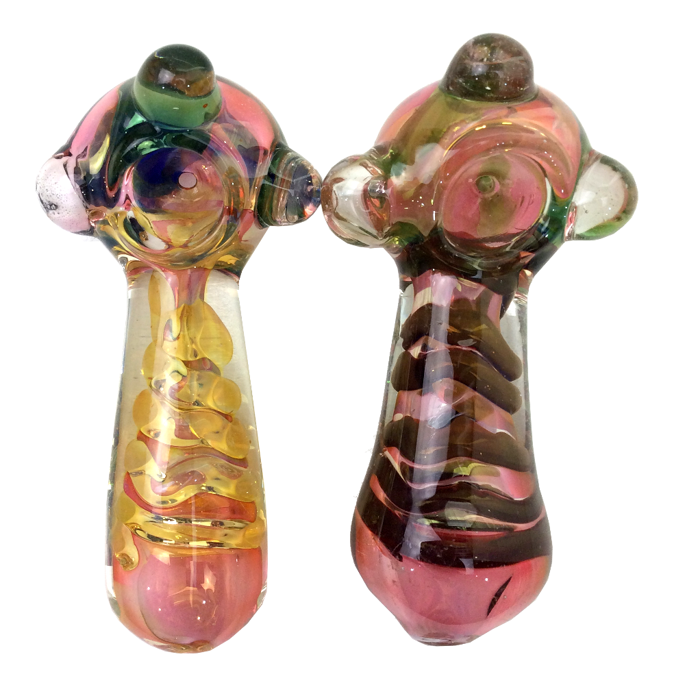 4.5 INCH TRIPPLE HEAD KNOB FUMED HAND PIPE
