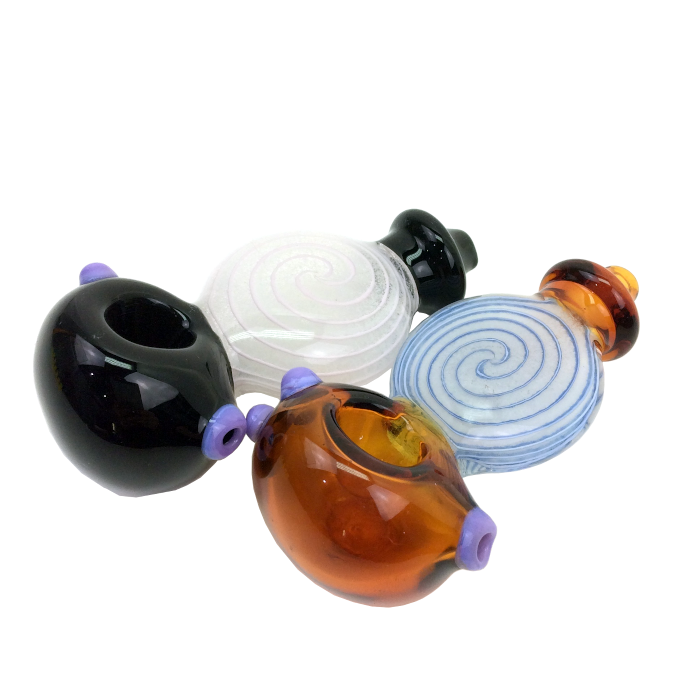 4 INCH GLOW IN THE DARK FLAT BODY SWIRL HAND PIPE