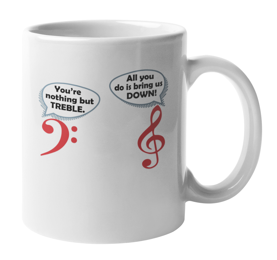 Treble & Bass Clef Musical Note and Funny Music Pun Coffee & Tea Gift ...