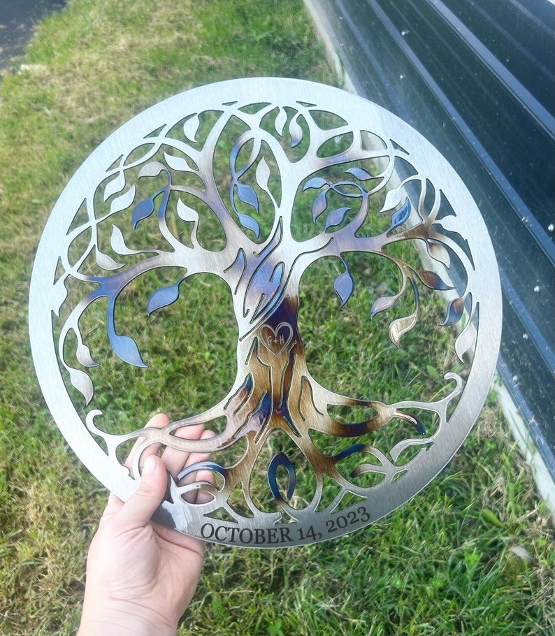 Personalized Tree of Life - Carved Initial Tree Decor - 11th ...